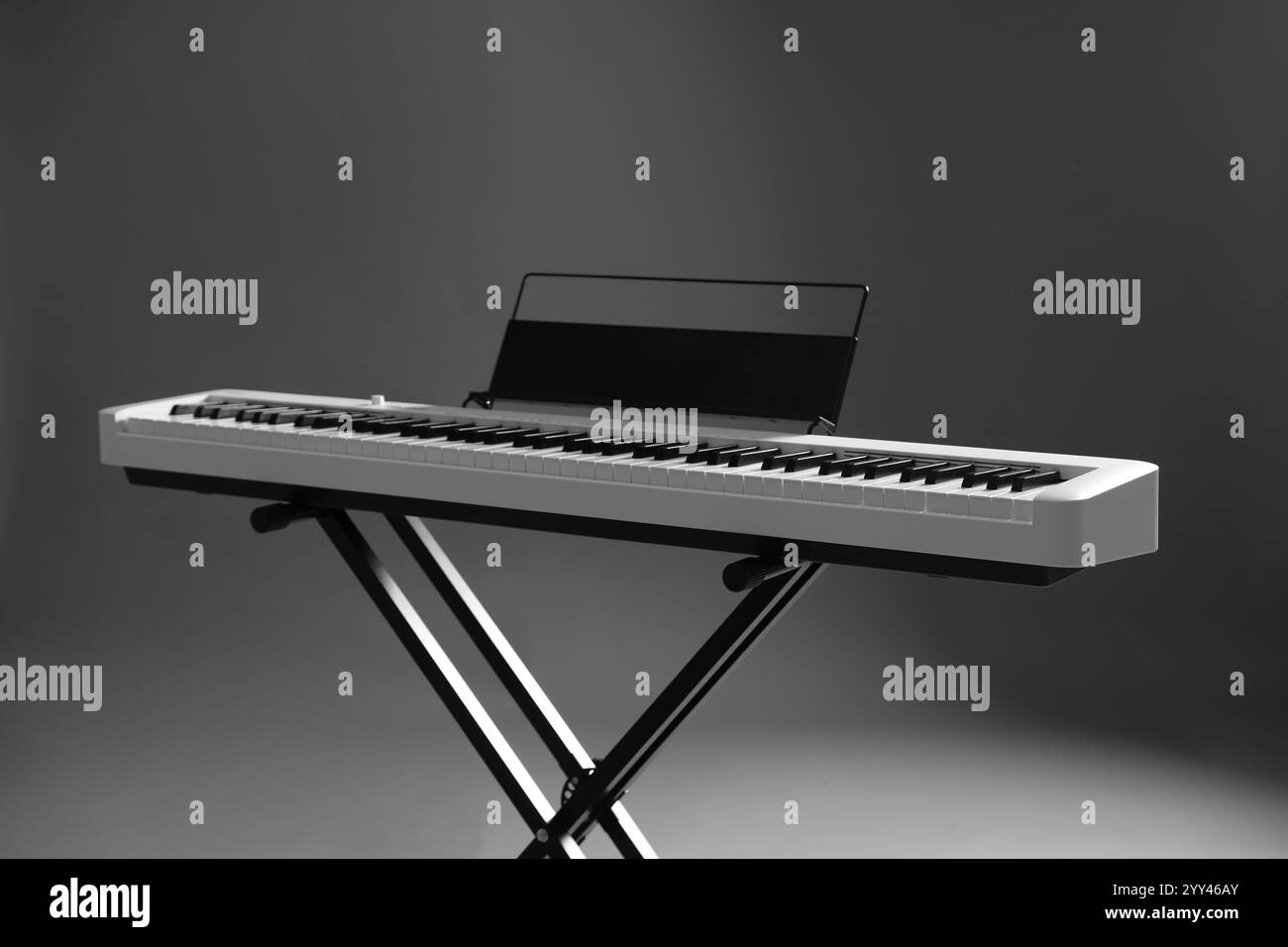 Synthesizer on grey background. Electronic musical instrument Stock ...