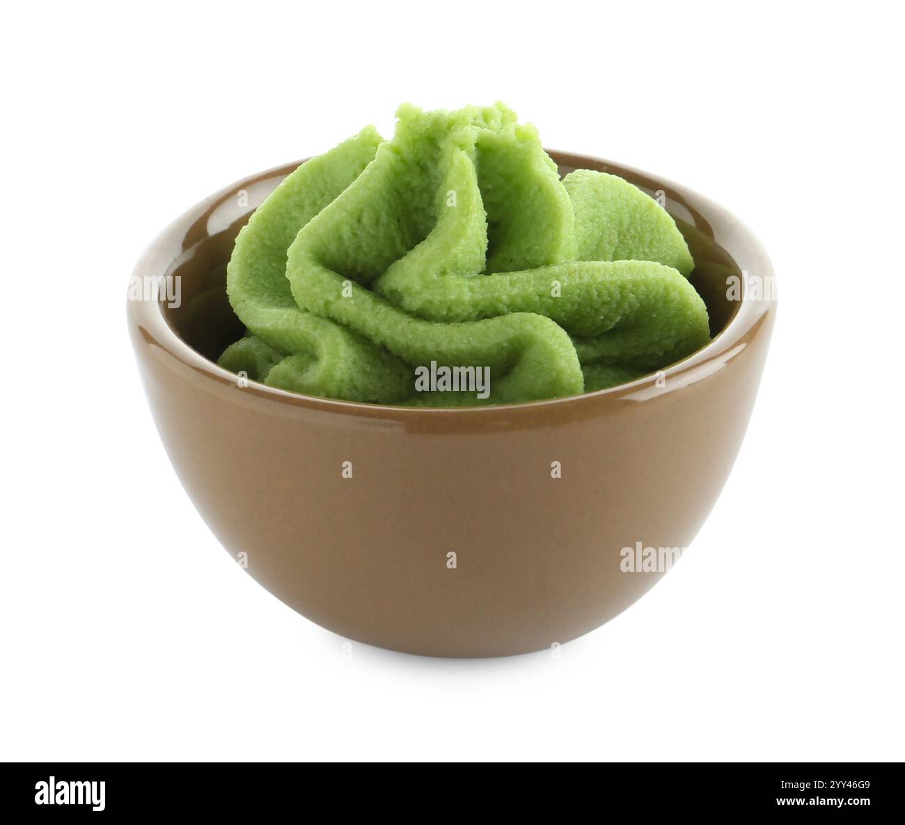Hot wasabi paste in bowl isolated on white Stock Photo - Alamy