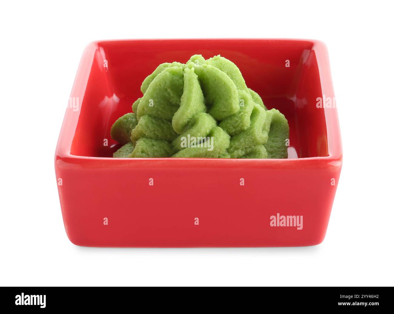 Hot wasabi paste in bowl isolated on white Stock Photo - Alamy