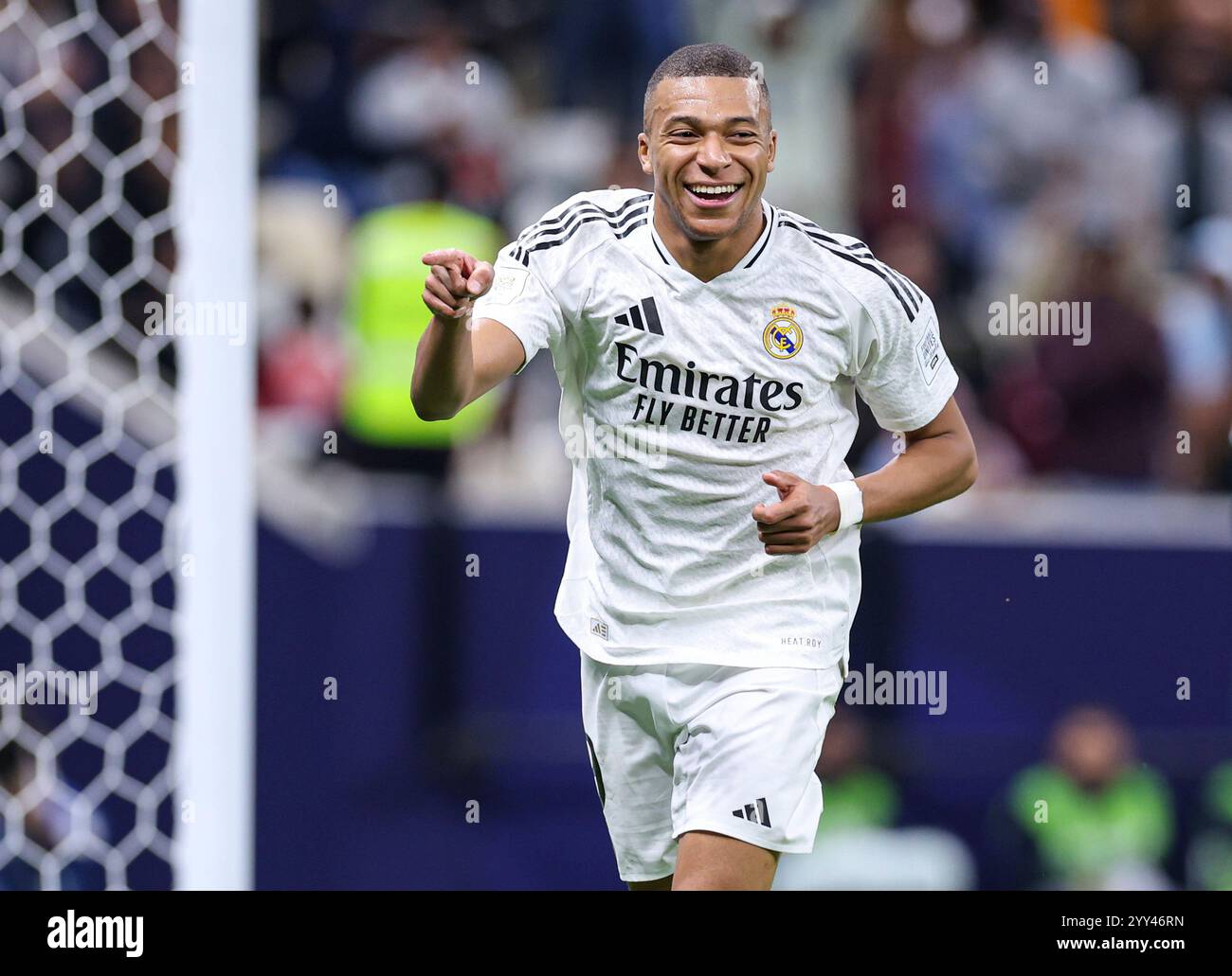 Lusail, Qatar. 18th Dec, 2024. Kylian Mbappe of Real Madrid celebrates ...