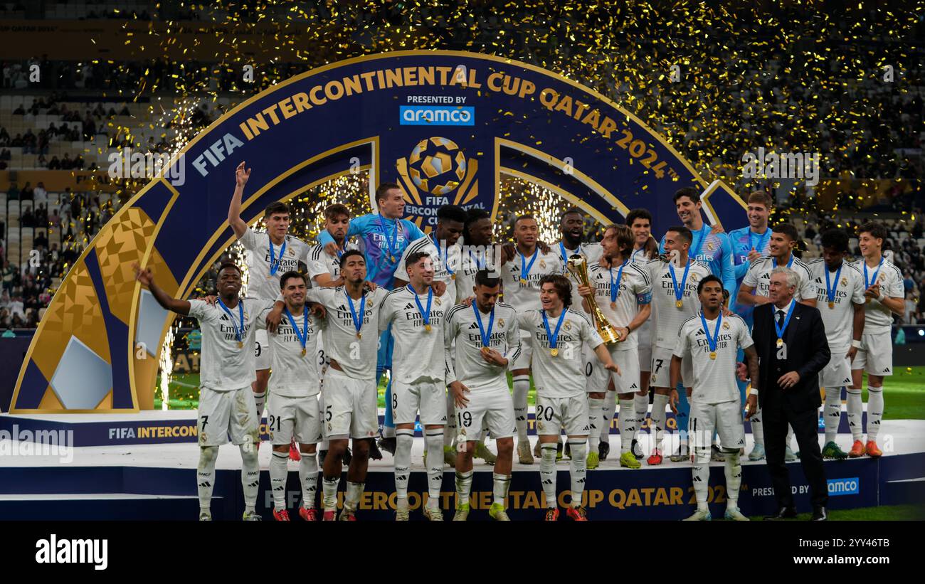 Doha, Qatar. 18 December 2024. The delivery of trophies following Real ...