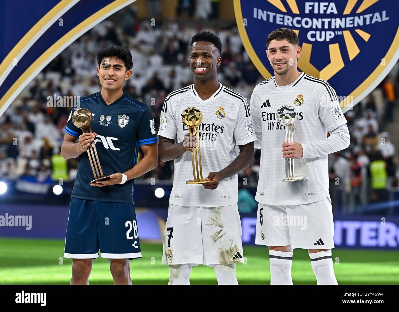 Lusail, Qatar. 18th Dec, 2024. The golden ball award winner Vinicius ...
