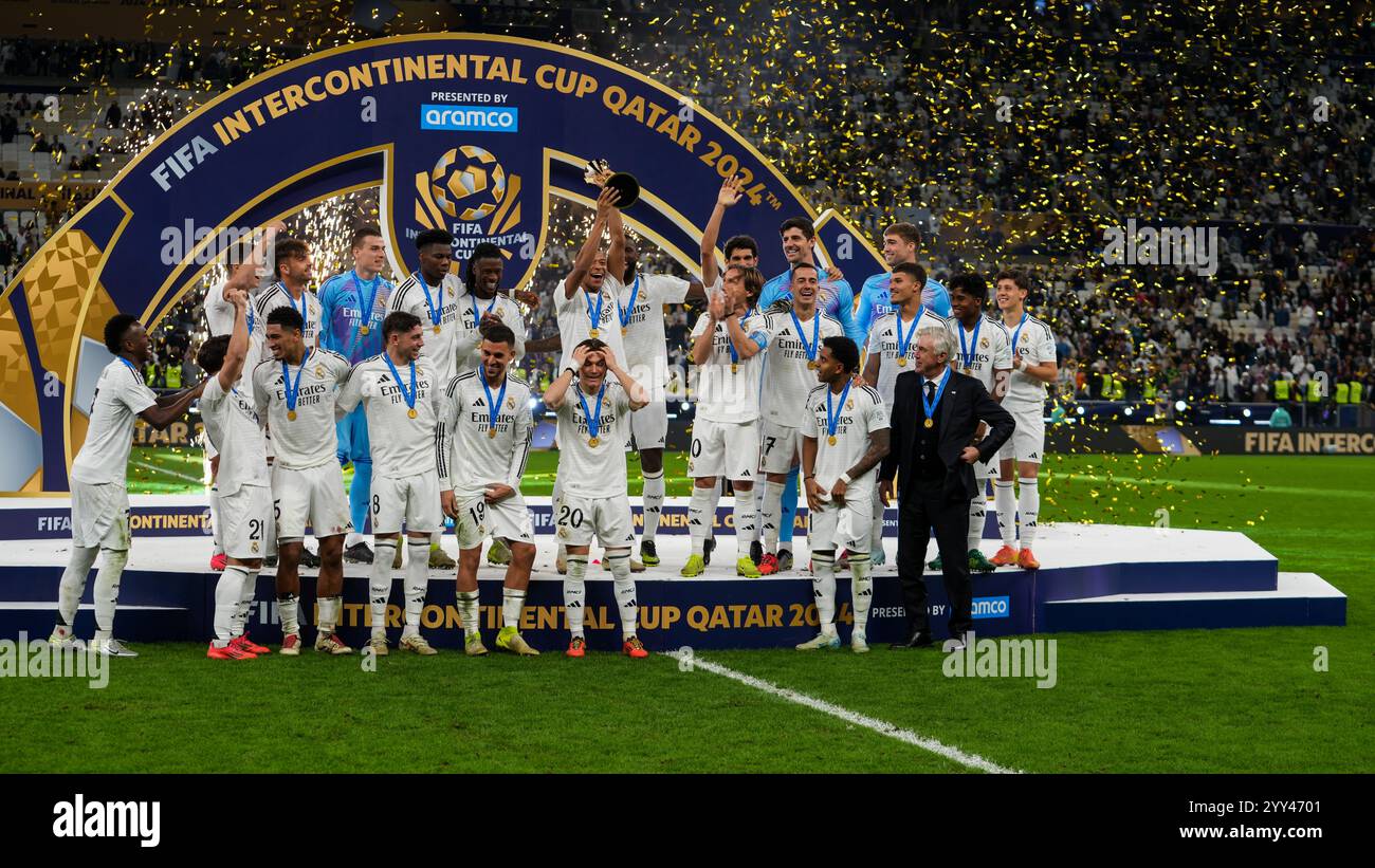 Doha, Qatar. 18 December 2024. The delivery of trophies following Real ...