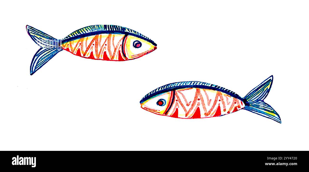 Hand drawn illustration drawing fish hi-res stock photography and ...