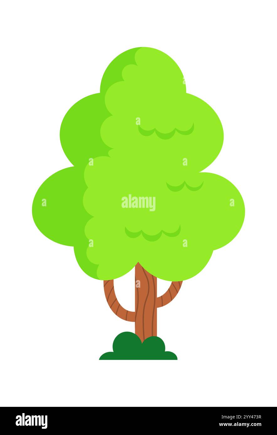 Cartoon trees. Green tree vector illustration. Doodle wood plant Stock ...