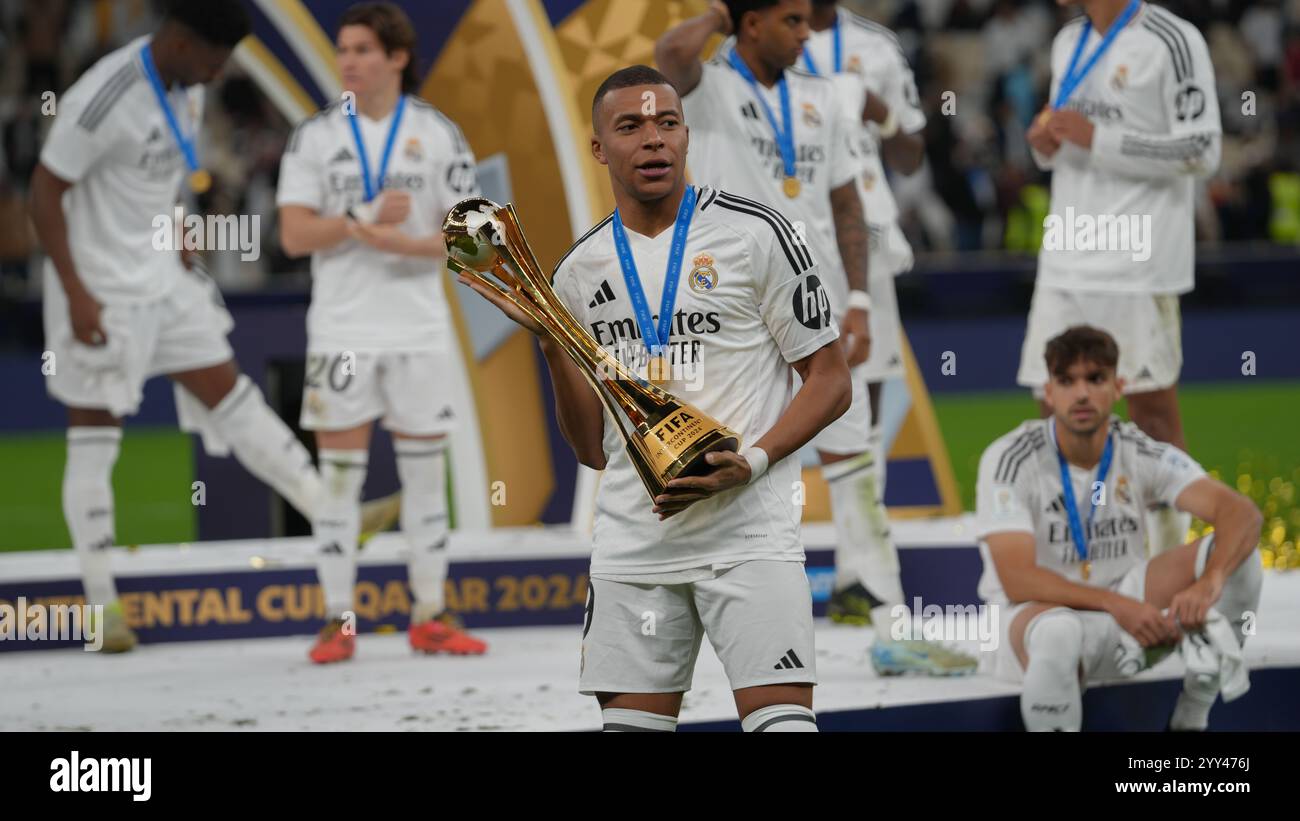 Doha, Qatar. 18 December 2024. The delivery of trophies following Real ...