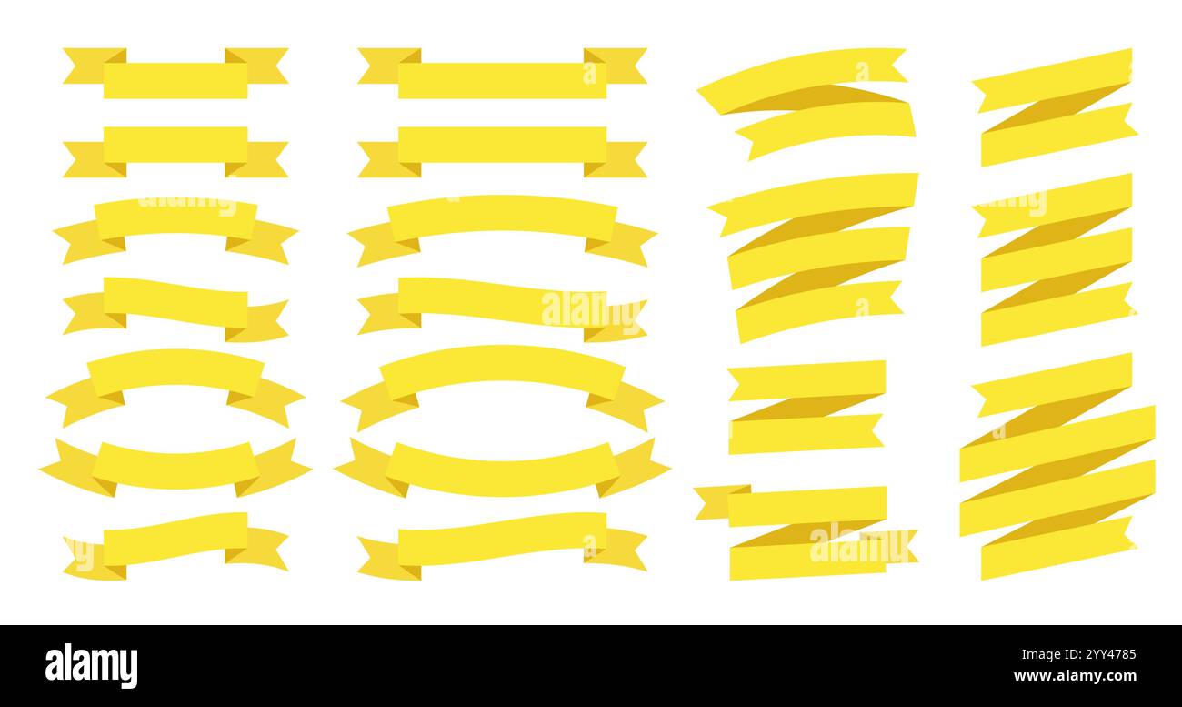 Yellow bow ribbons flat style icon symbol isolated on white background ...