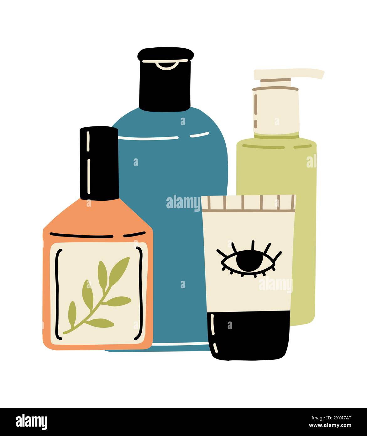 Beauty skincare product. Makeup cosmetic. Cleanser lotion lipstick jar ...