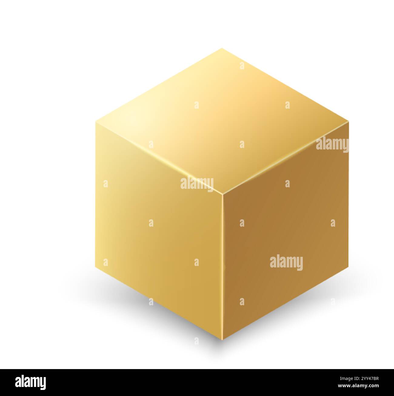 3d gold metallic cube. Realistic vector geometric shape. Golden glossy ...