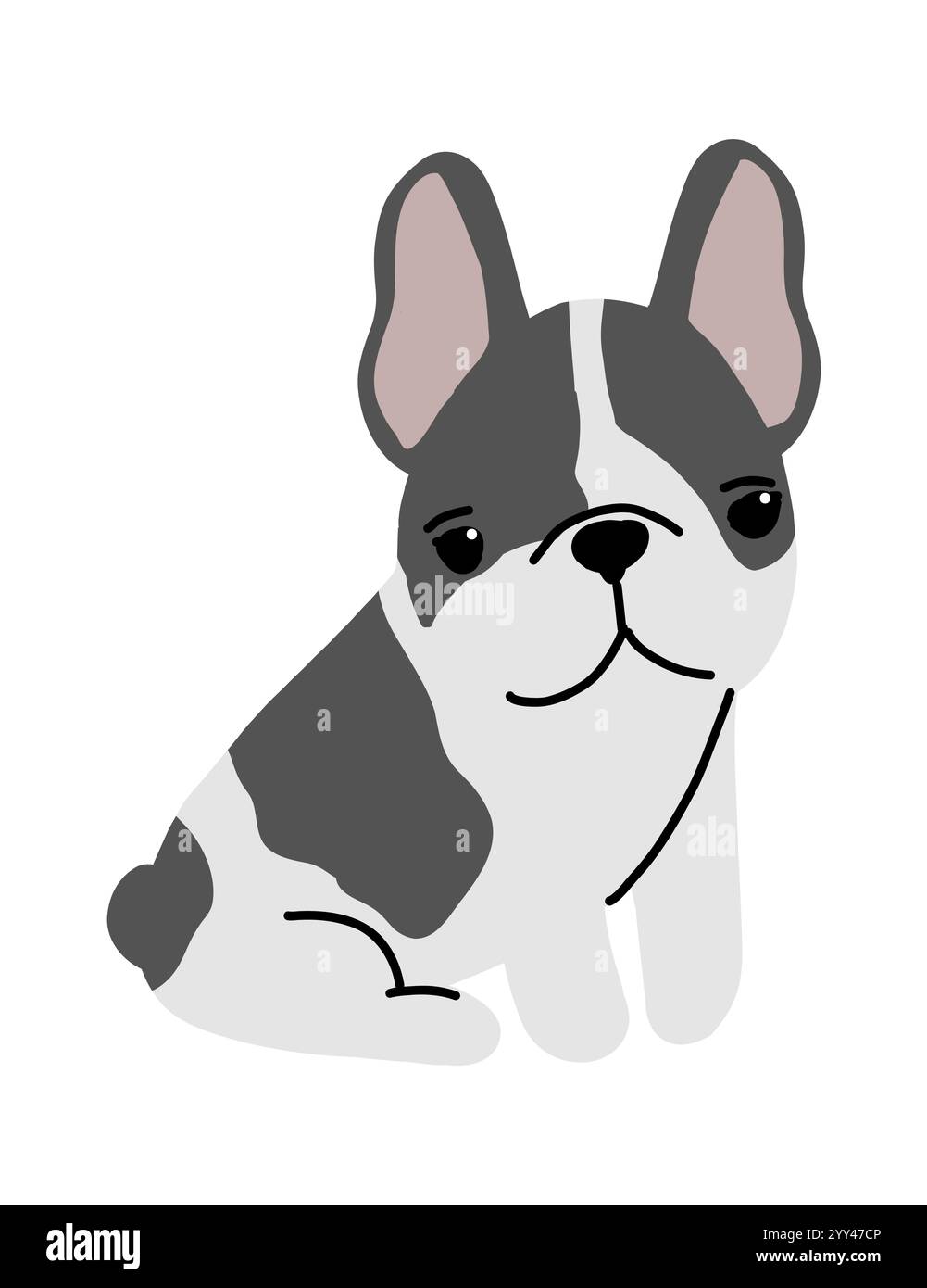 Cute Cartoon French Bulldog. Vector colorful puppy character on white ...