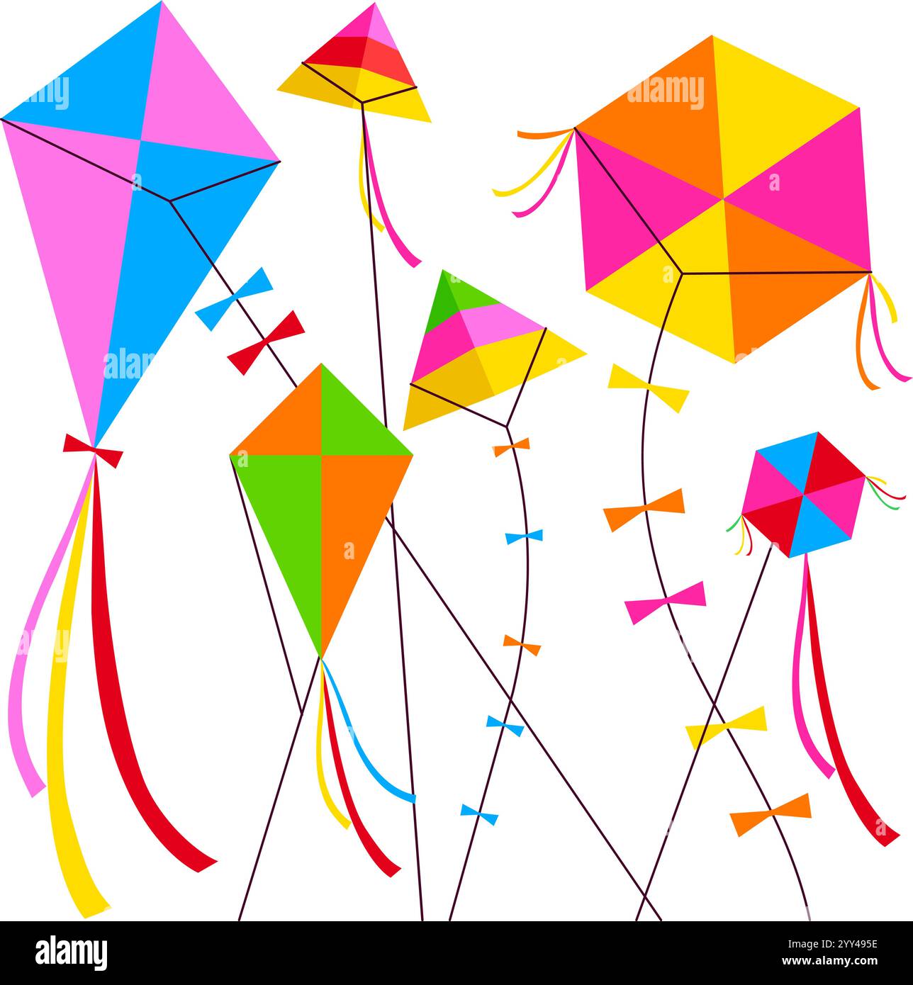 Colorful kites in the sky. Beautiful kites of various shapes and colors ...