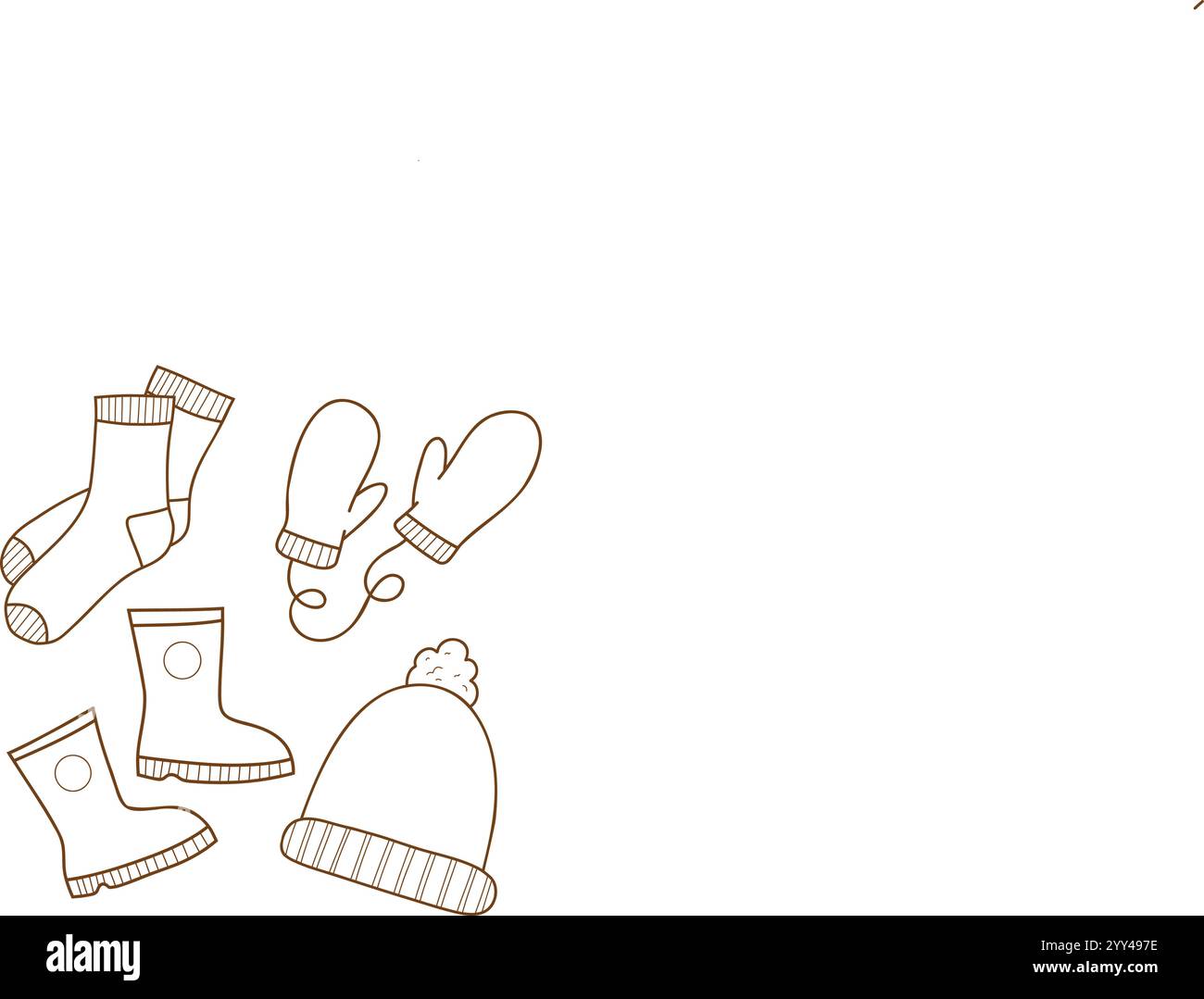 Set of winter clothes icons. Vector illustration. Traditional winter ...