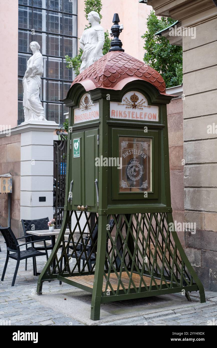 Rikstelefon, old telephone booth, Stockholm, Sweden Stock Photo - Alamy