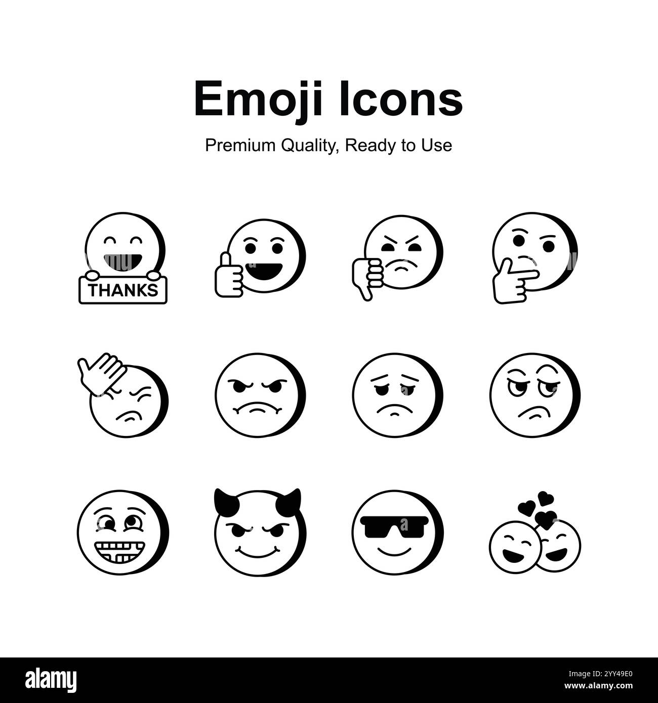 Sad face emoticon Black and White Stock Photos & Images - Alamy