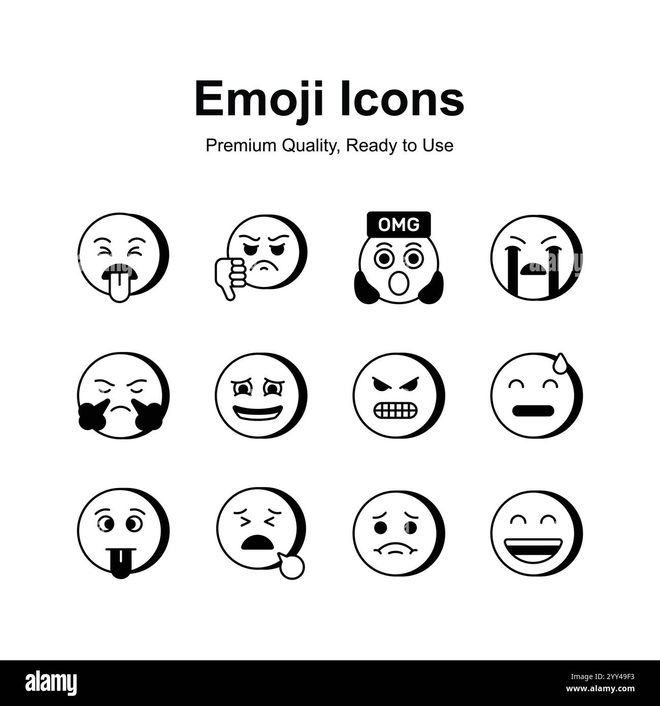 Surprised emoji icon vector vectors Cut Out Stock Images & Pictures - Alamy