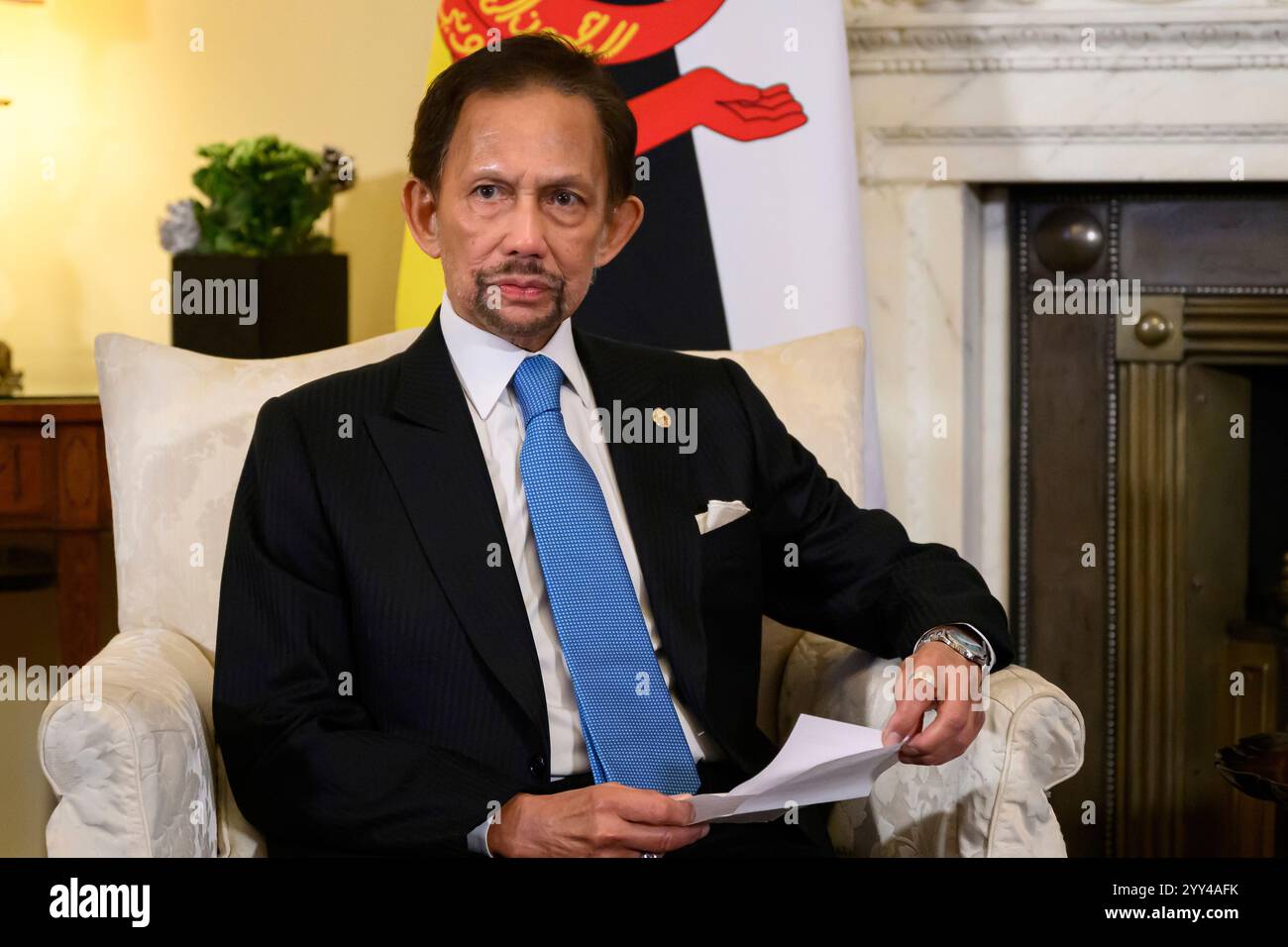 Sultan of Brunei Haji Hassanal Bolkiah speaks with Britain's Prime ...