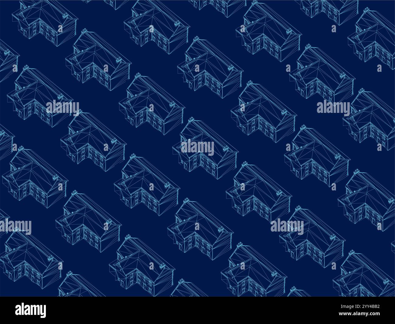 Background with wireframe houses. City, town, village landscape ...