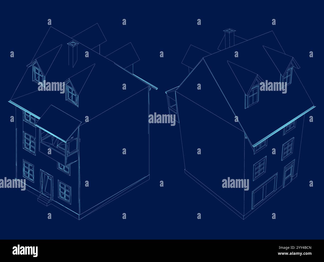 Outline building isometric style set. Vector illustration Stock Vector ...
