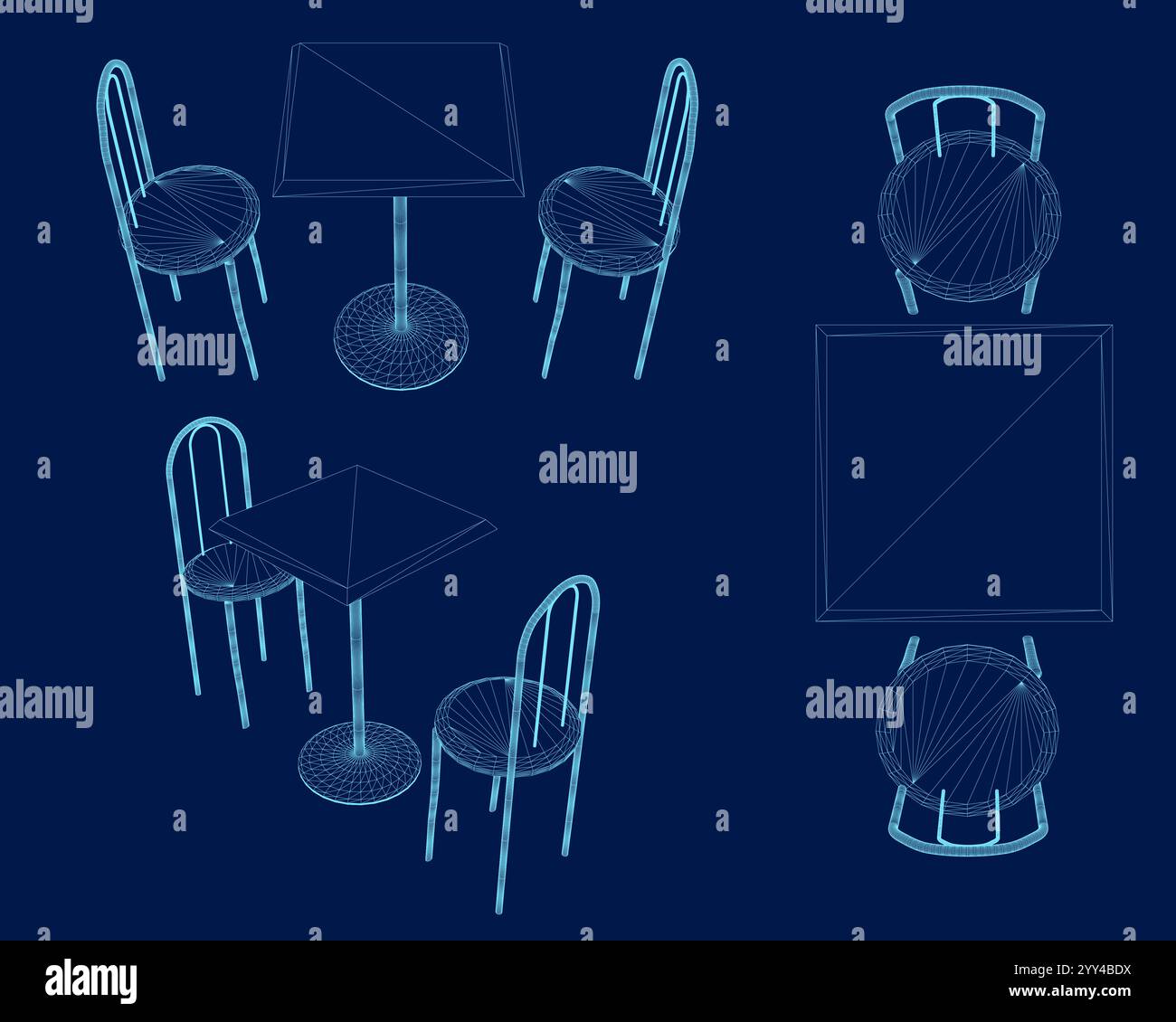 Vector illustration, isolated, contour, table and two chairs set ...