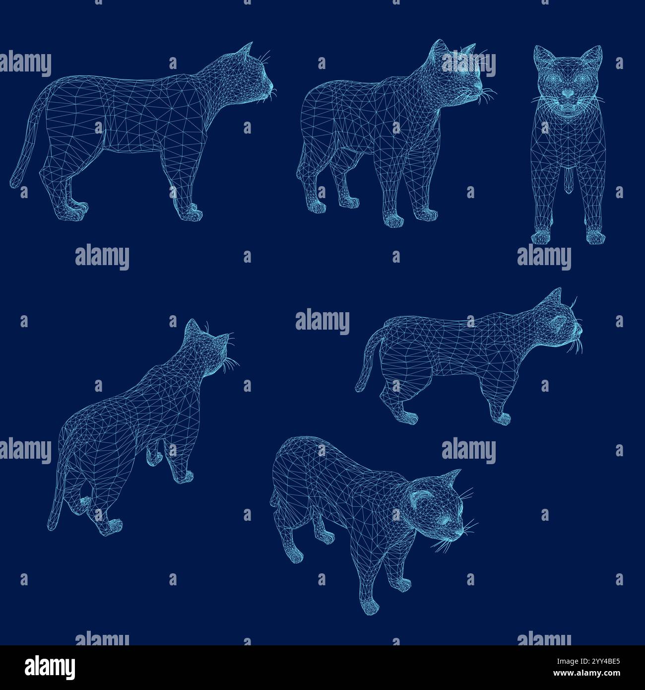 Cat wireframe set. Vector illustration Stock Vector Image & Art - Alamy