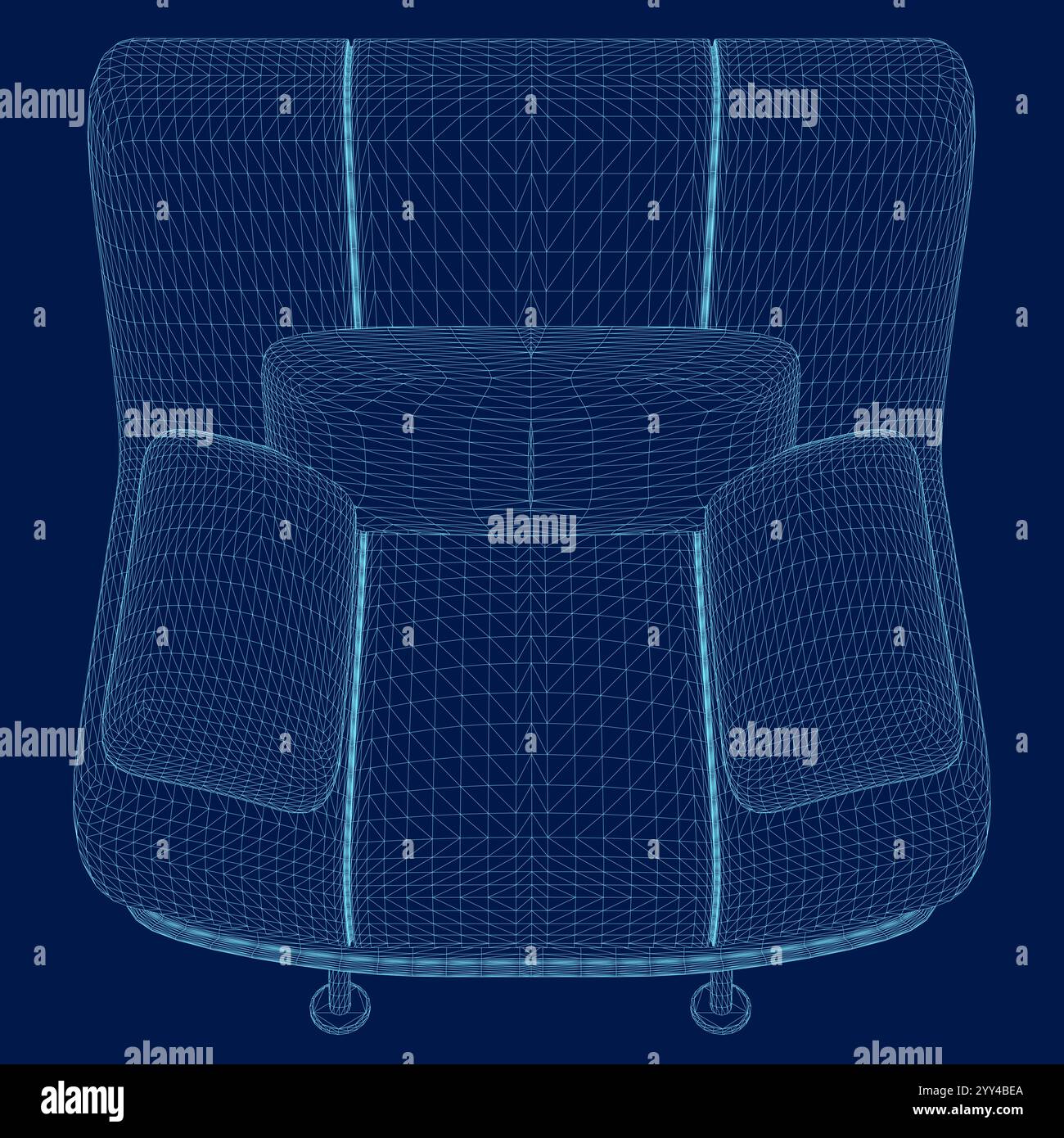 Wireframe furniture armchair vector illustration. Front view Stock ...