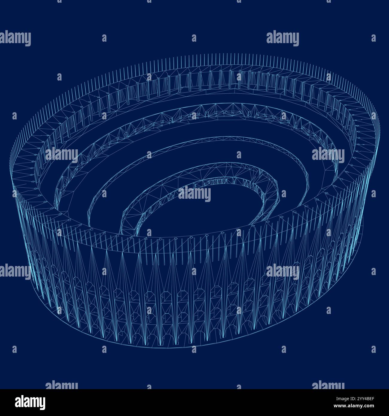 Not destroyed Coliseum wireframe of blue lines Isolated on a background ...