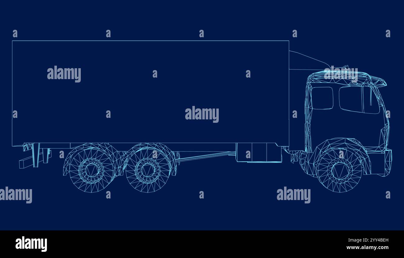 Contour Delivery Truck. Side view. Vector illustration Stock Vector ...