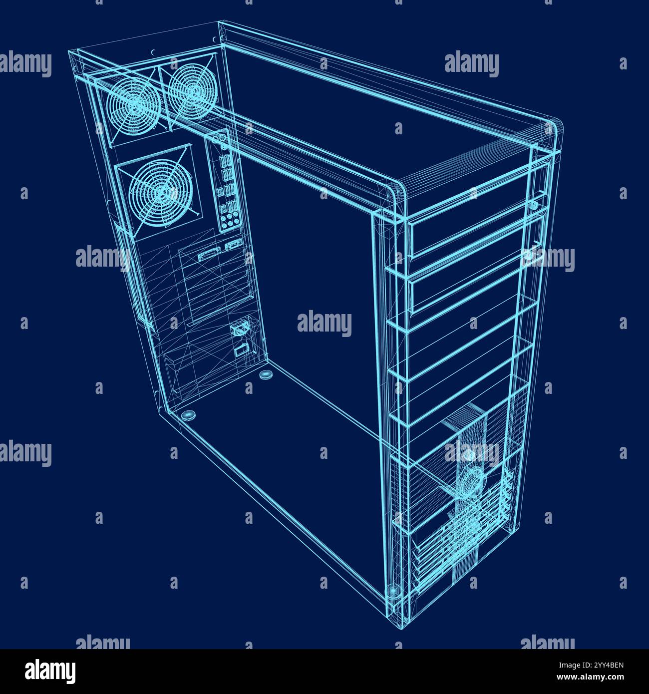 Computer Case wireframe. Thin vector line art. Vector illustration ...