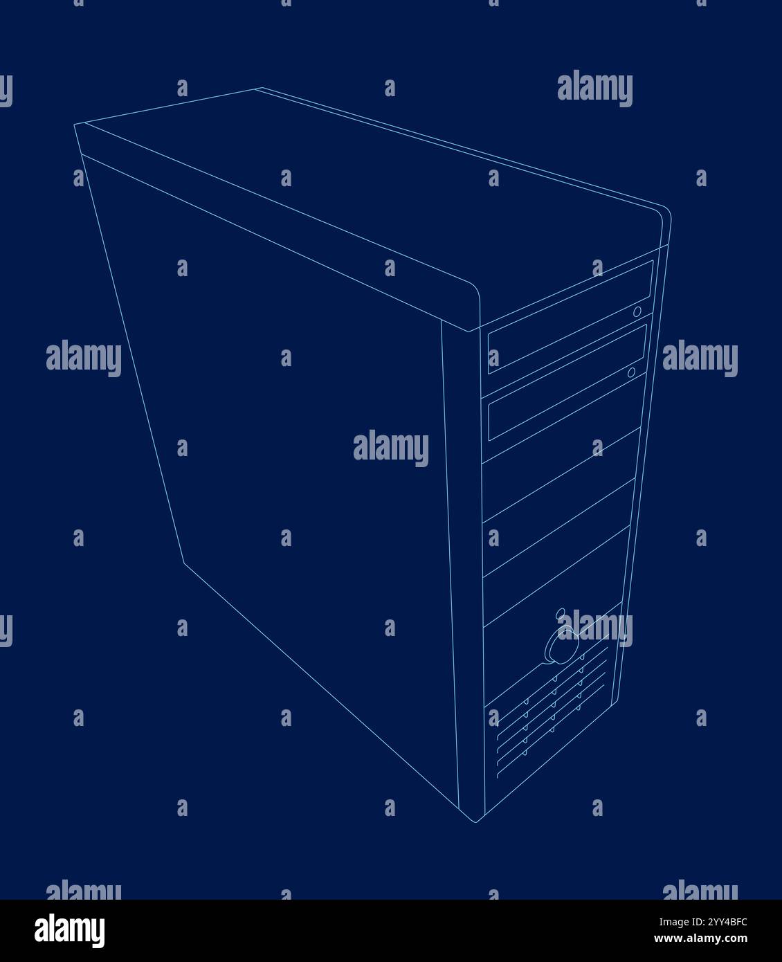 Computer Case outline. Thin vector line art. Vector illustration Stock ...