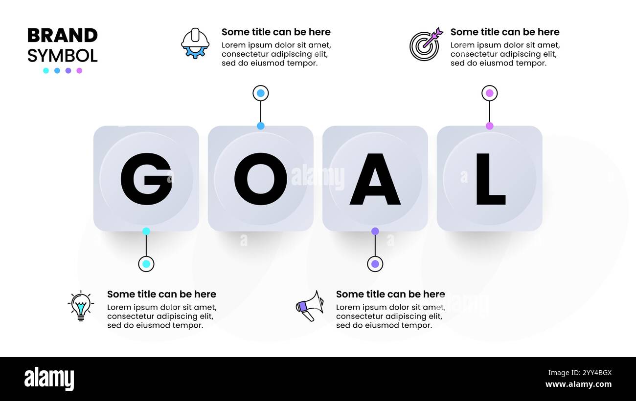 Infographic template with icons and 4 options or steps. Goal. Can be ...
