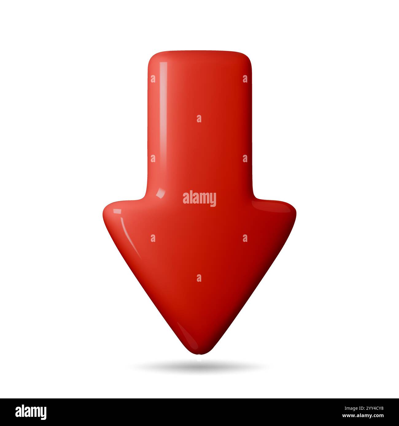 3d Arrow pointing down red color. Realistic 3d render In minimal style ...