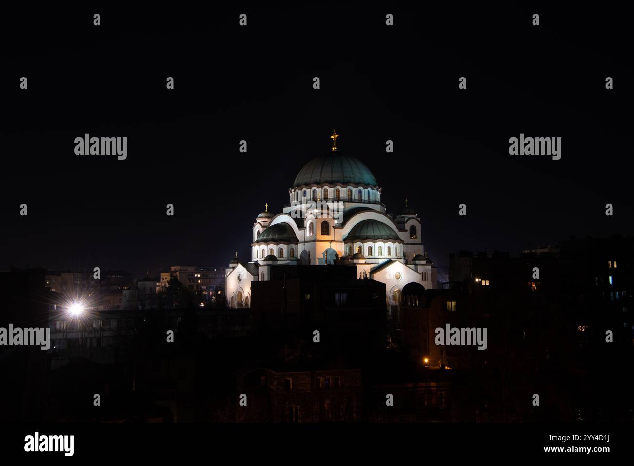 The Cathedral of Saint Sava, largest Orthodox church in world at night ...