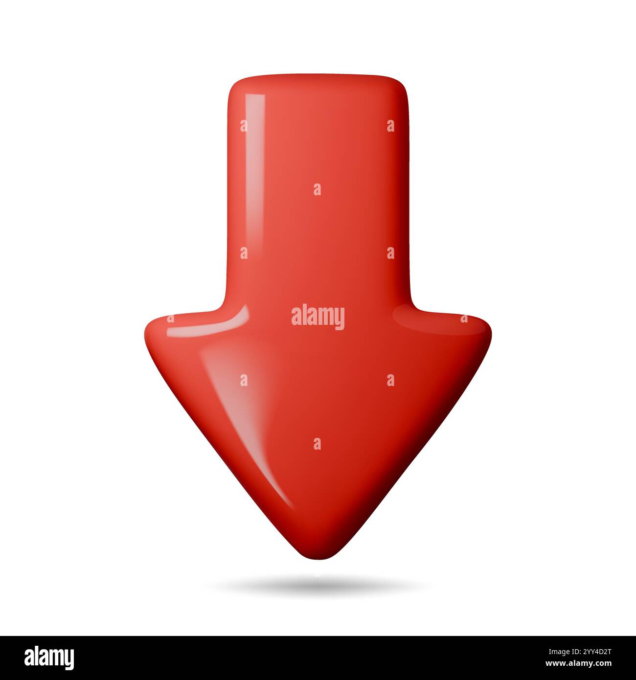 3d Arrow pointing down red color. Realistic 3d render In minimal style ...