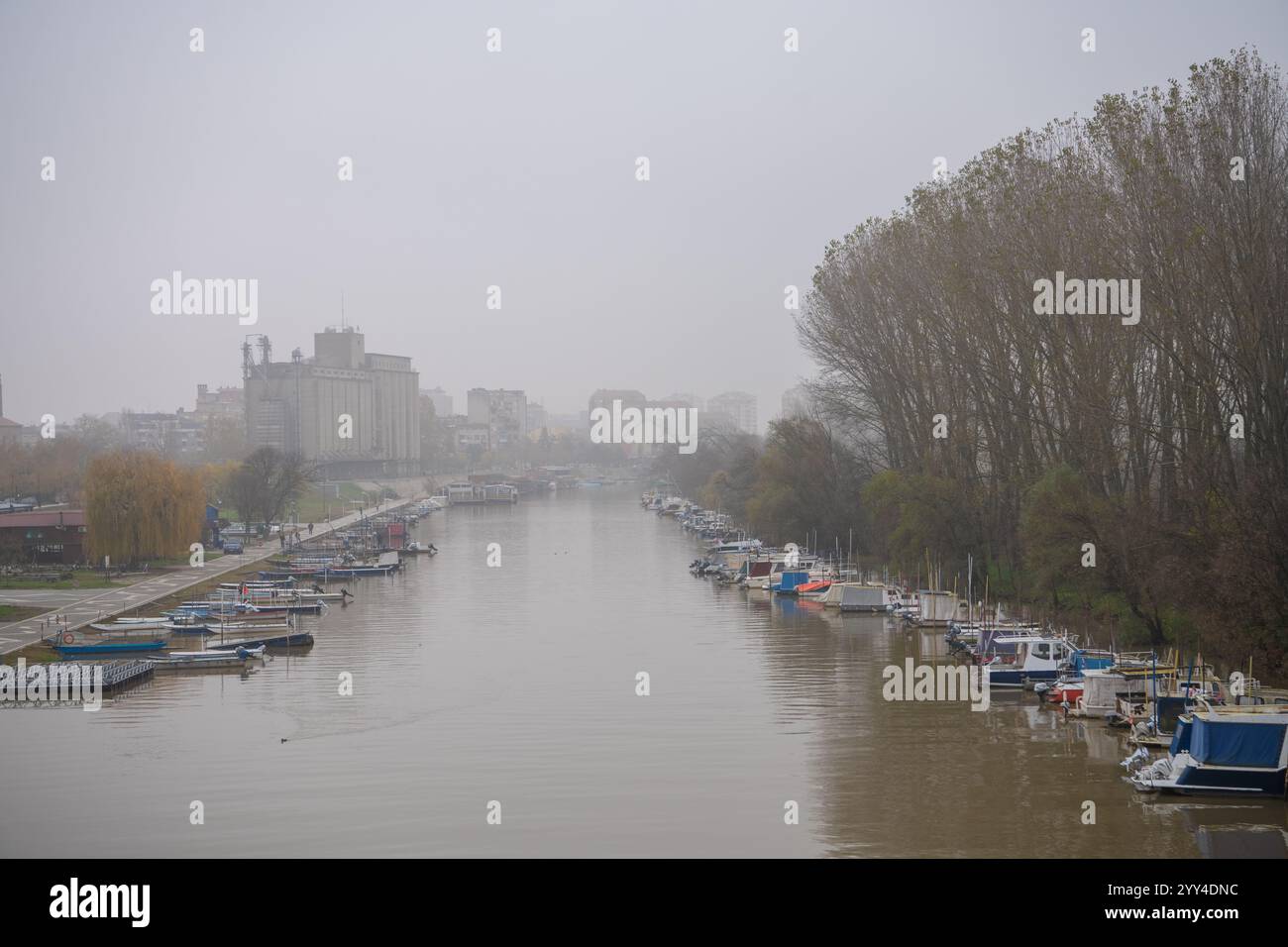 Beautiful Tamis river, on Pancevo Waterfront in the center of the city ...