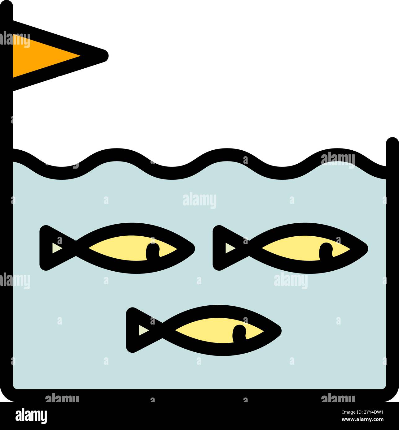 Fishing farm ponds concept vector color icon. Farmer testing pool with ...