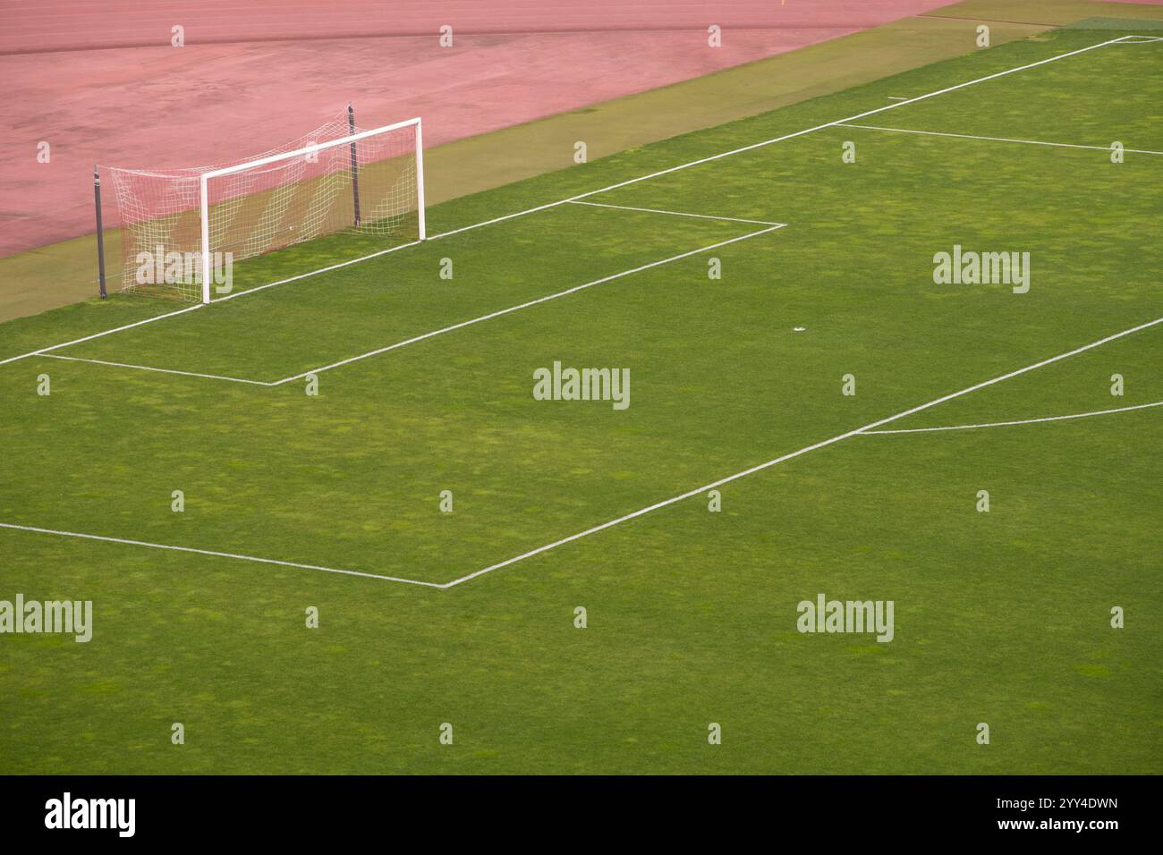 Sports stadium with soccer goal. Football or soccer goal post on a ...