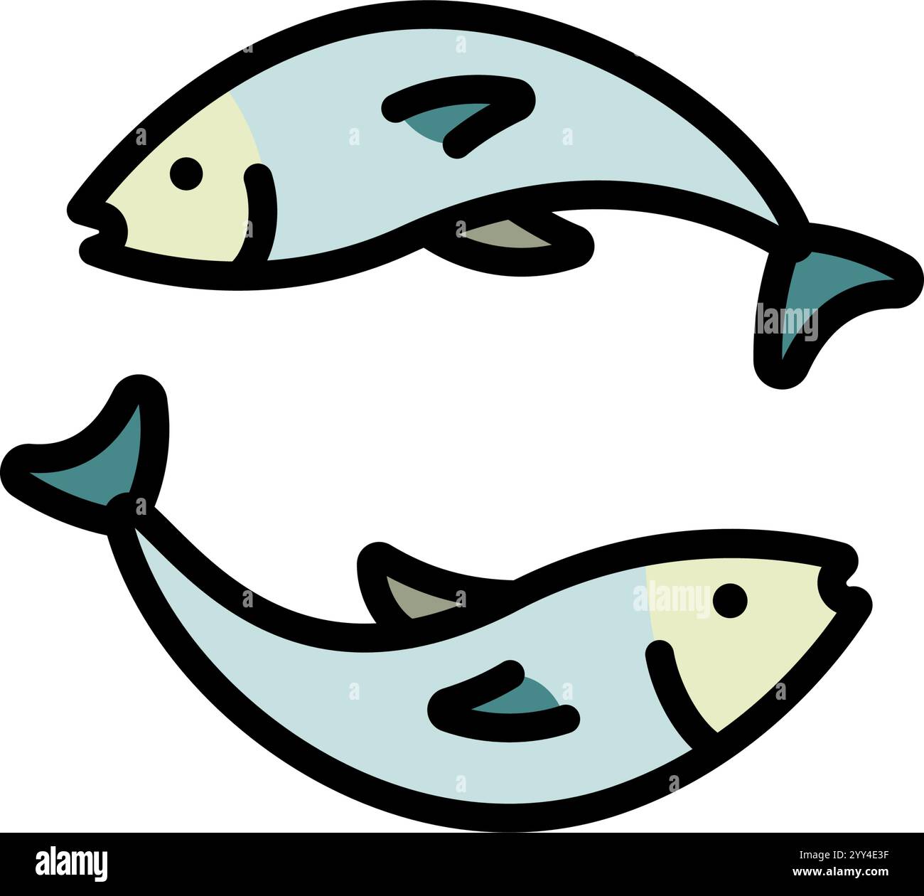 Fish color icon. Seafood product sign, ocean fish cooking or culinary ...