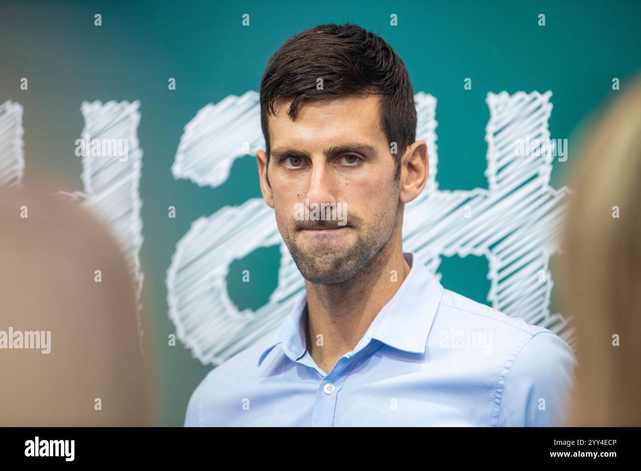 Portrait of Novak Djokovic, a tennis player from Serbia, during a book ...