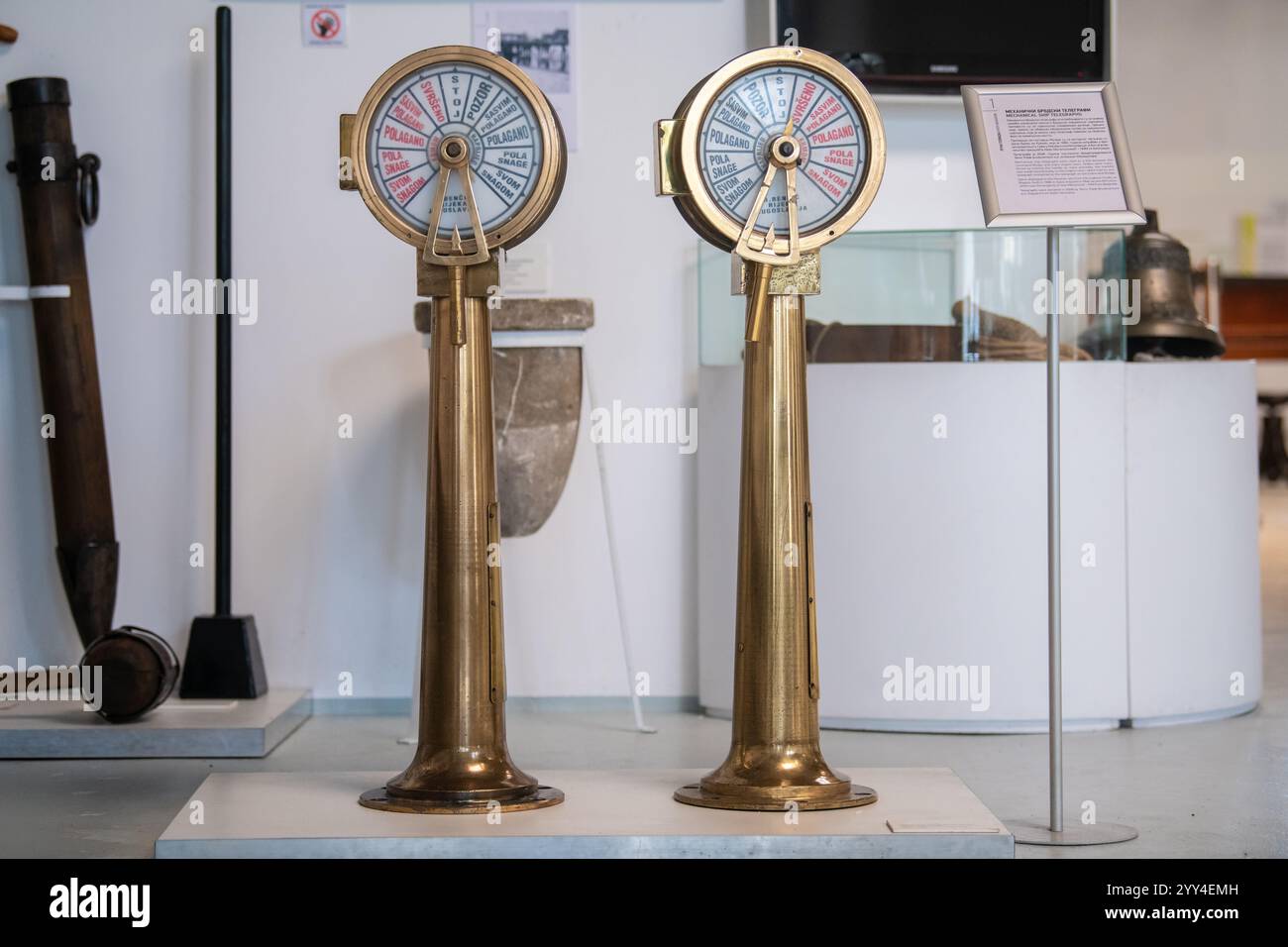 Vintage old ship engine order telegraph, a tool used to communicate ...