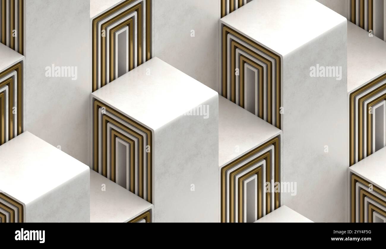 Elegant 3D illustration of box stairs with a geometric pattern, perfect ...