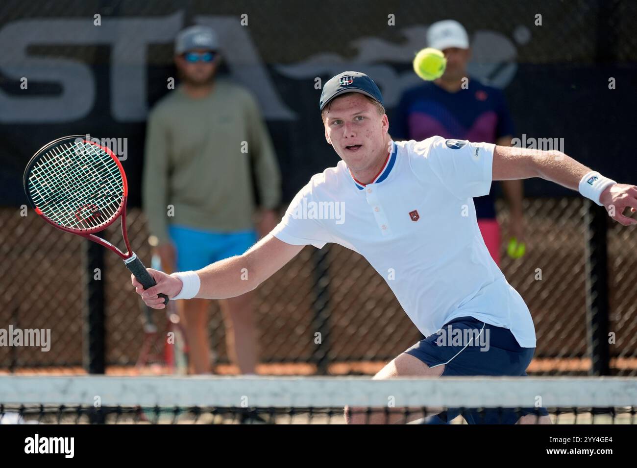 Tennis player Jenson Brooksby practices at the USTA national campus ...