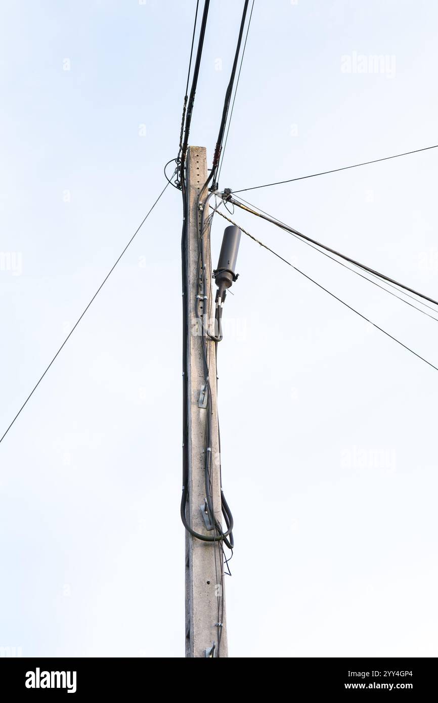 Utility pole installed in an outdoor class at a farm, focusing on ...