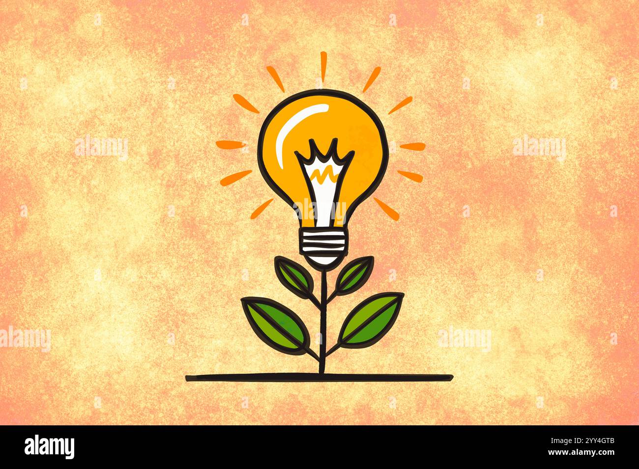This illustration features a bright light bulb growing like a plant ...