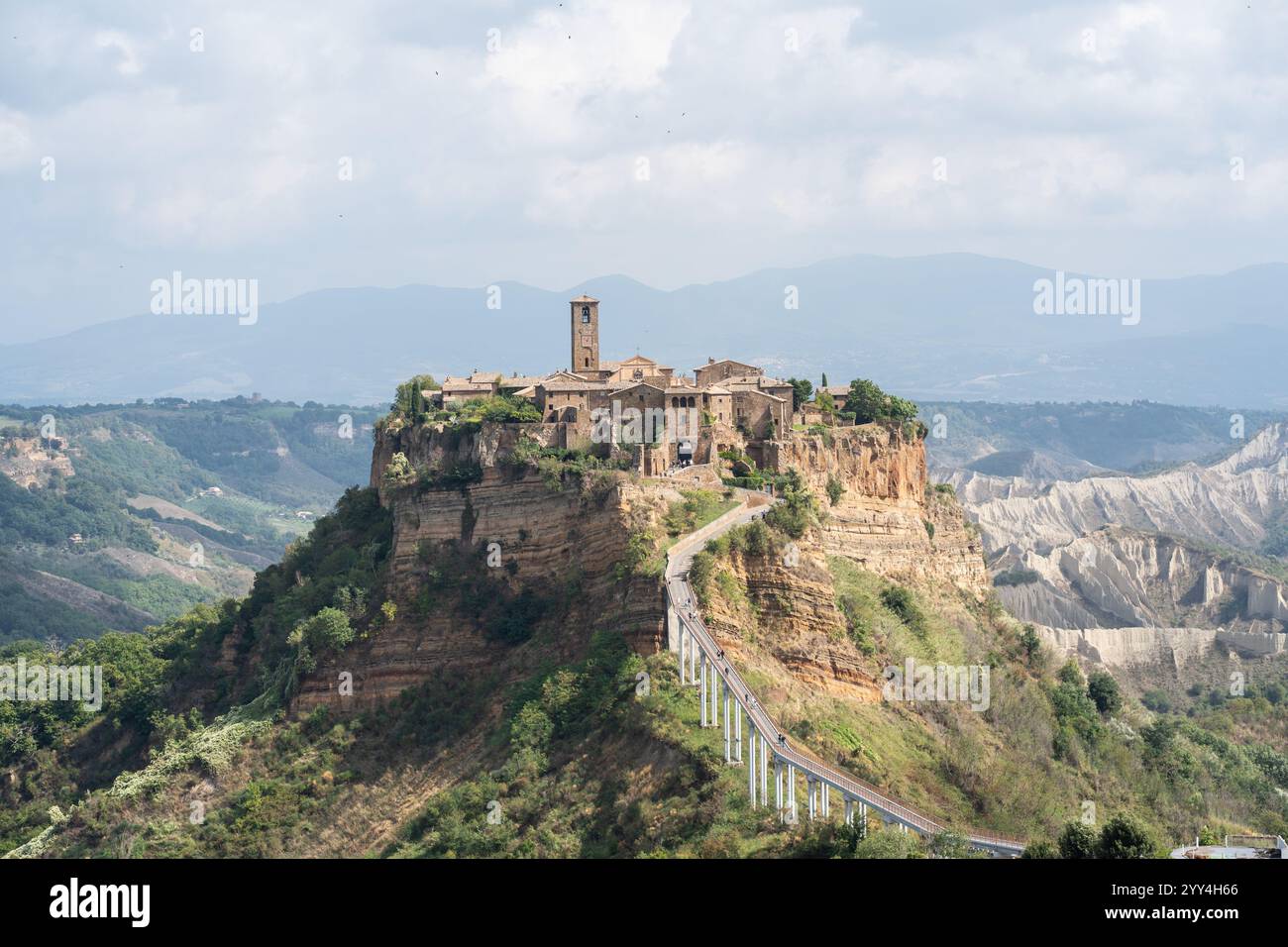 Scenic aerial view of Civita di Bagnoregio, a historic hilltop town in ...
