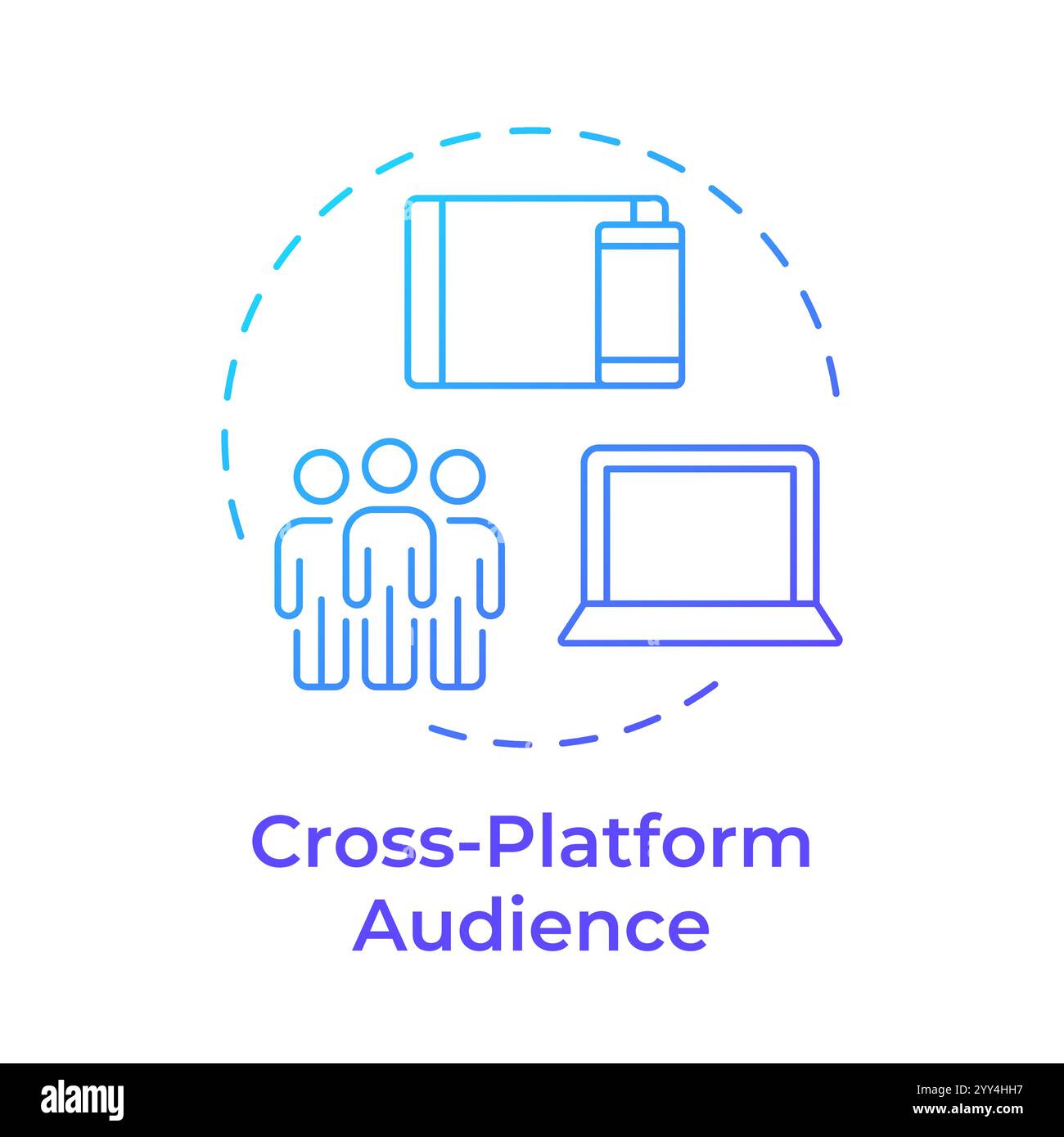 Cross platform audience blue gradient concept icon Stock Vector Image & Art - Alamy