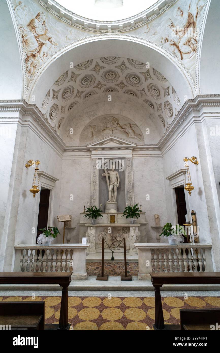 A stunning chapel interior on Lake Garda, Italy, featuring a central ...