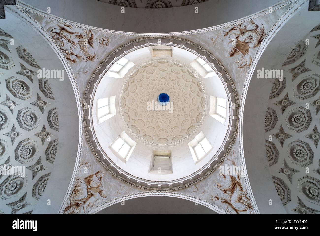 An intricate domed ceiling in a historic building on Lake Garda, Italy ...