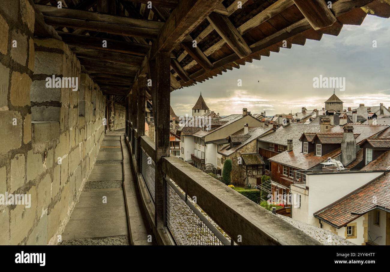 A picturesque view from an ancient walkway overlooking traditional ...