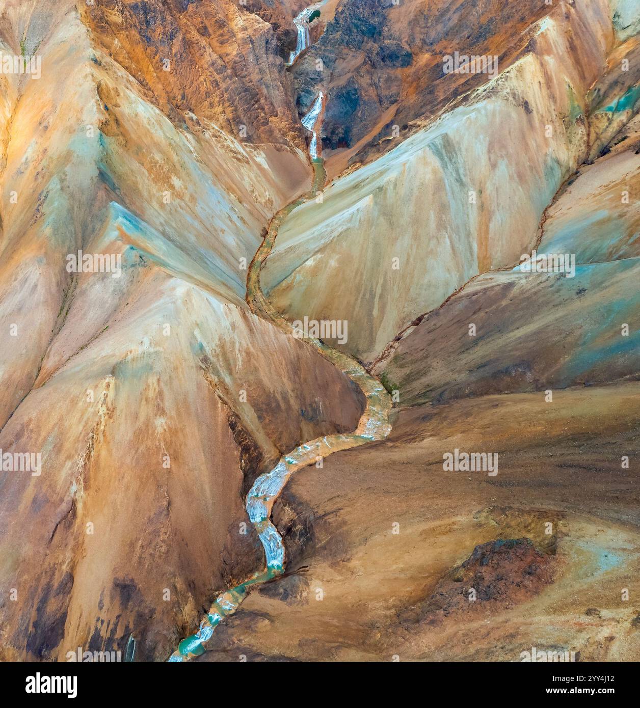 Aerial view of Iceland's vibrant, multicolored hills, showcasing the ...