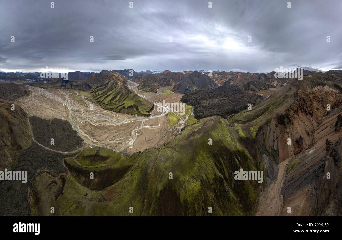 A breathtaking aerial view highlights Iceland's rugged terrain with ...